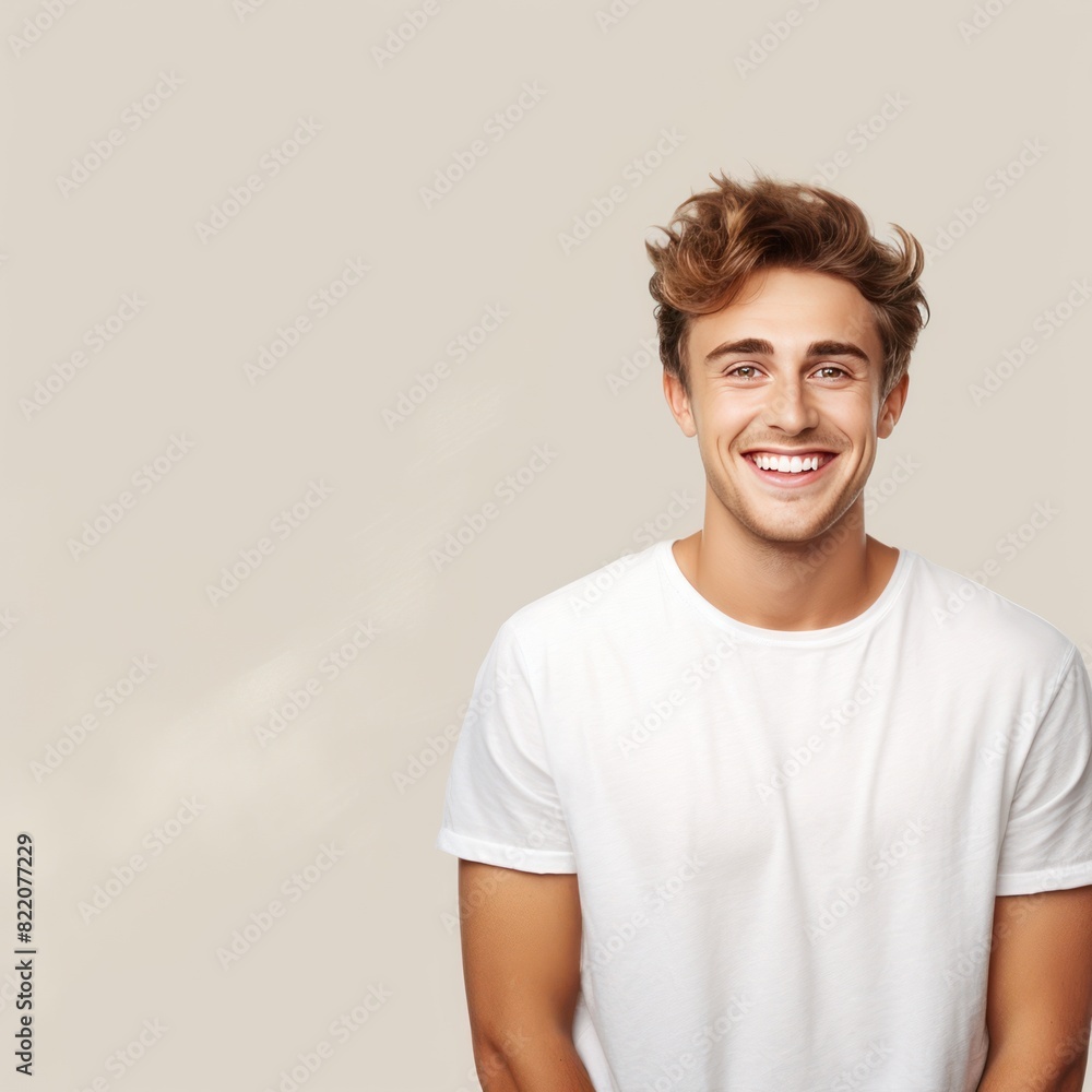 Ivory background Happy european white man realistic person portrait of ...