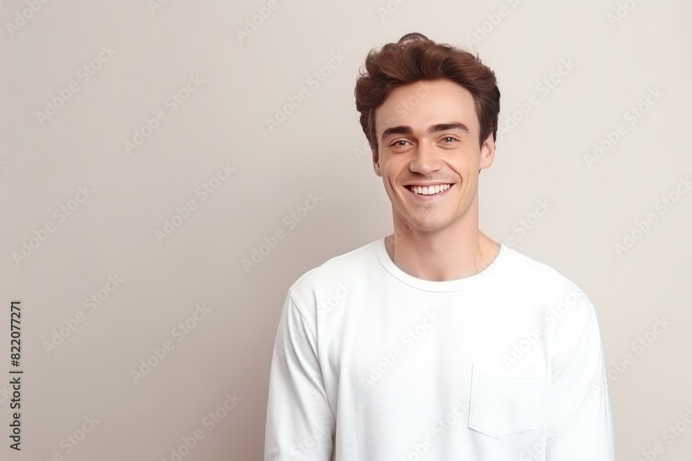 Ivory background Happy european white man realistic person portrait of ...