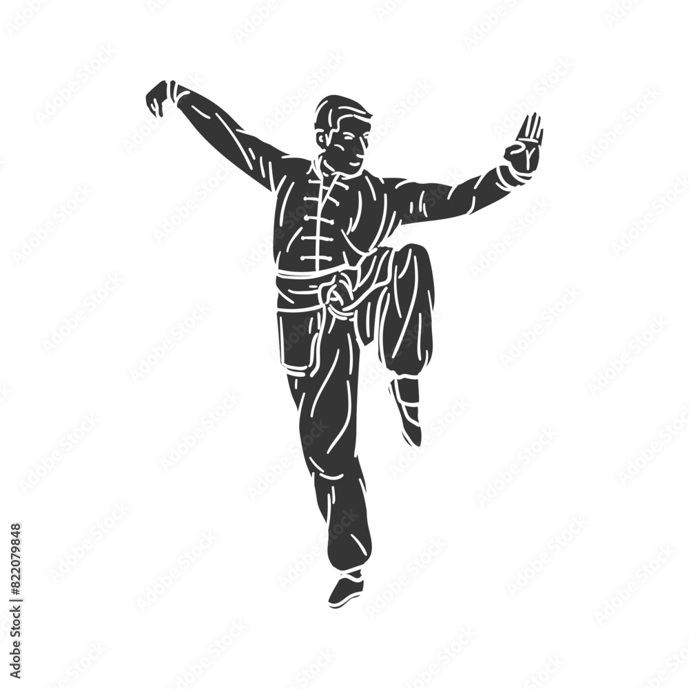 Kung Fu Icon Silhouette Illustration. Martial Arts Vector Graphic ...