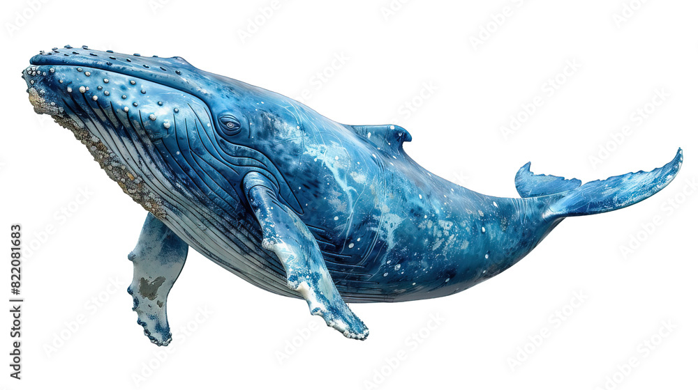 side view of big blue whale isolated on transparent background ,whale ...