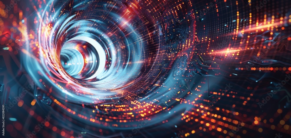 Dynamic 3D polygons, Swirling vortex, Gateway to digital dimensions ...