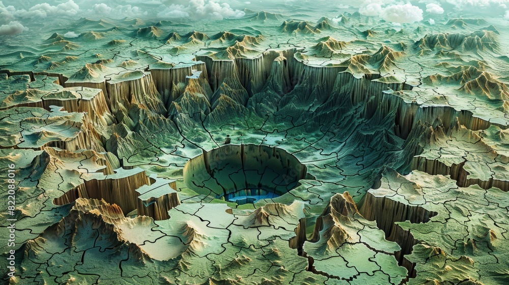 An artistic representation of tectonic plates as puzzle pieces, fitting ...