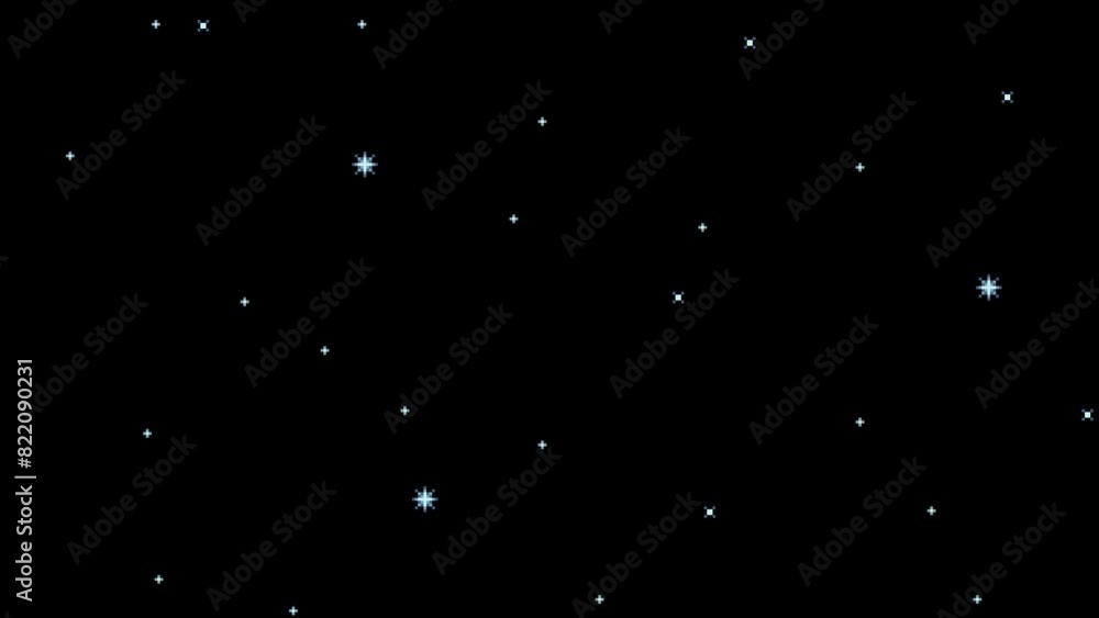 Animated pixel art space background. Glowing stars moving horizontally ...