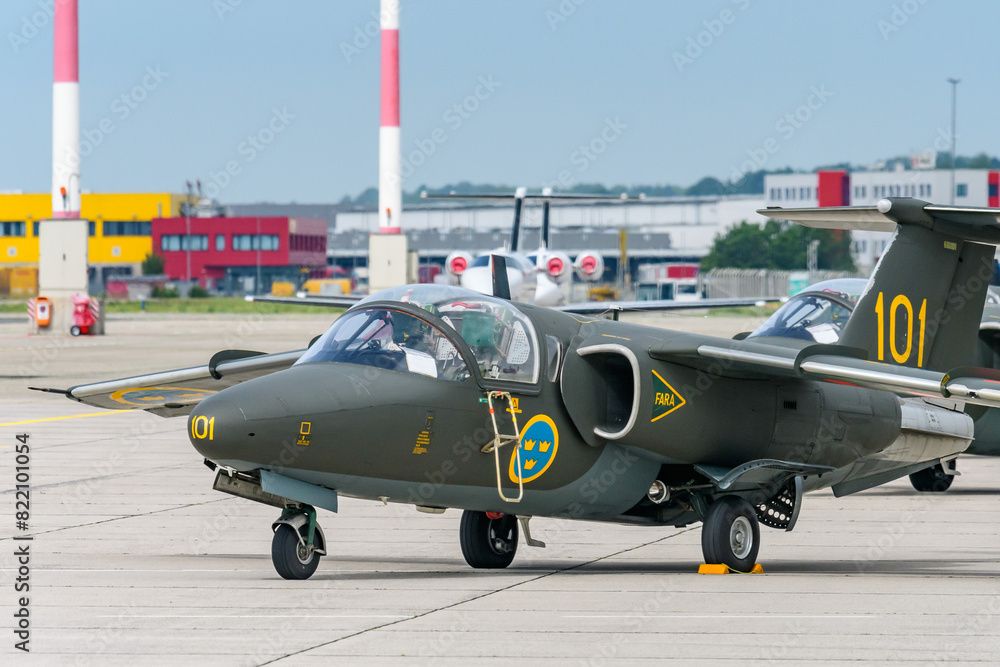 hoersching, austria, 21 may 2024, saab sk 60 aircraft of the swedish ...
