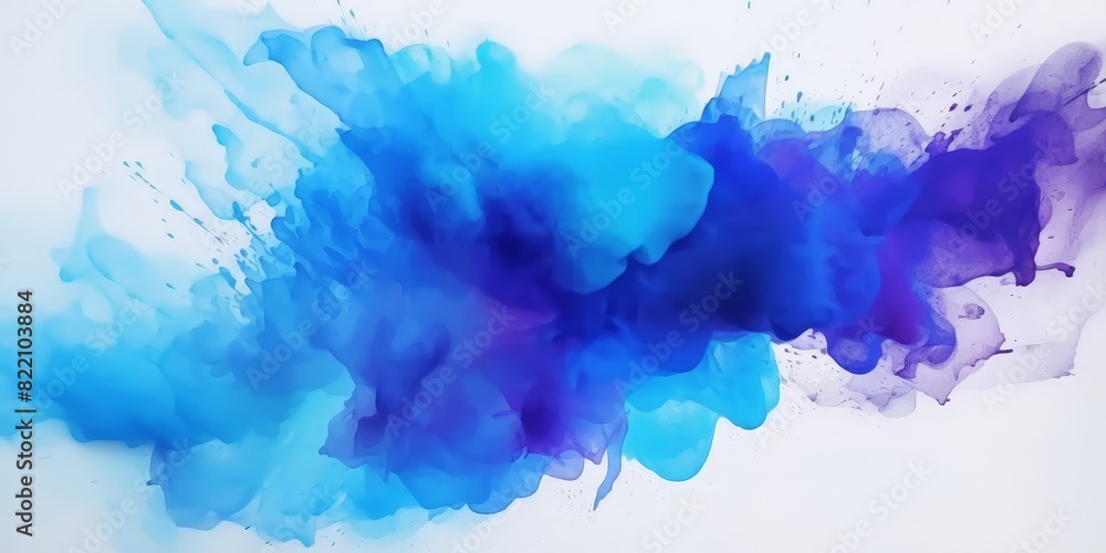 Abstract blue splash watercolor on white background, Blue ink ...