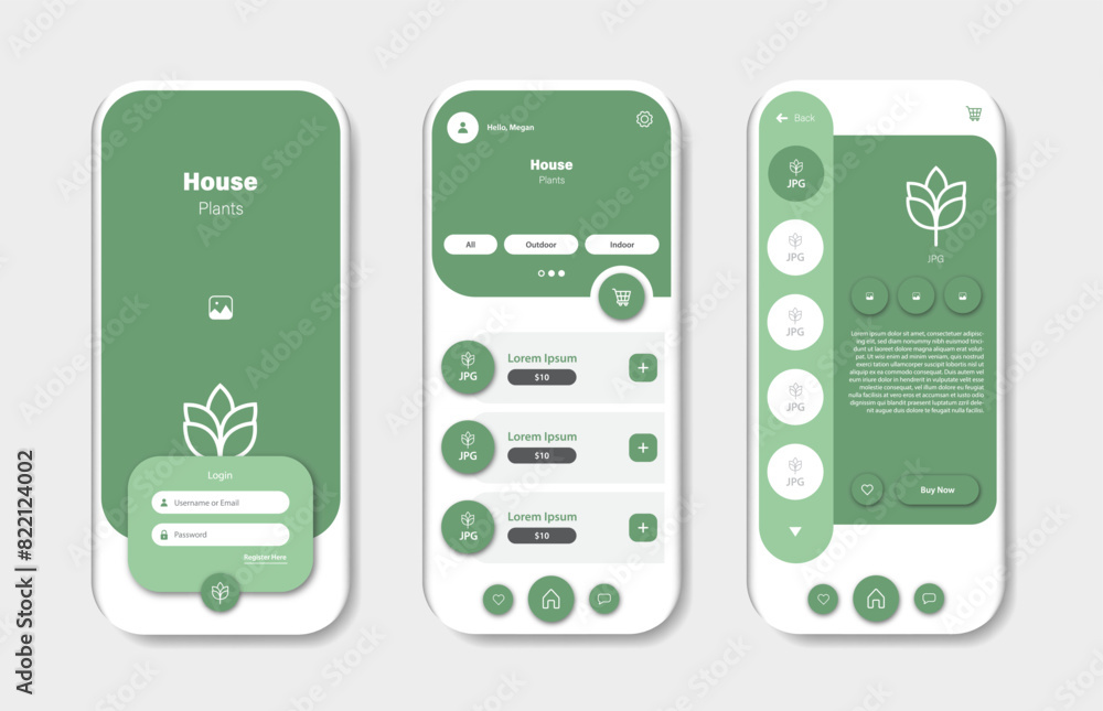 Online home plant shop design for mobile app. Plant purchasing platform ...