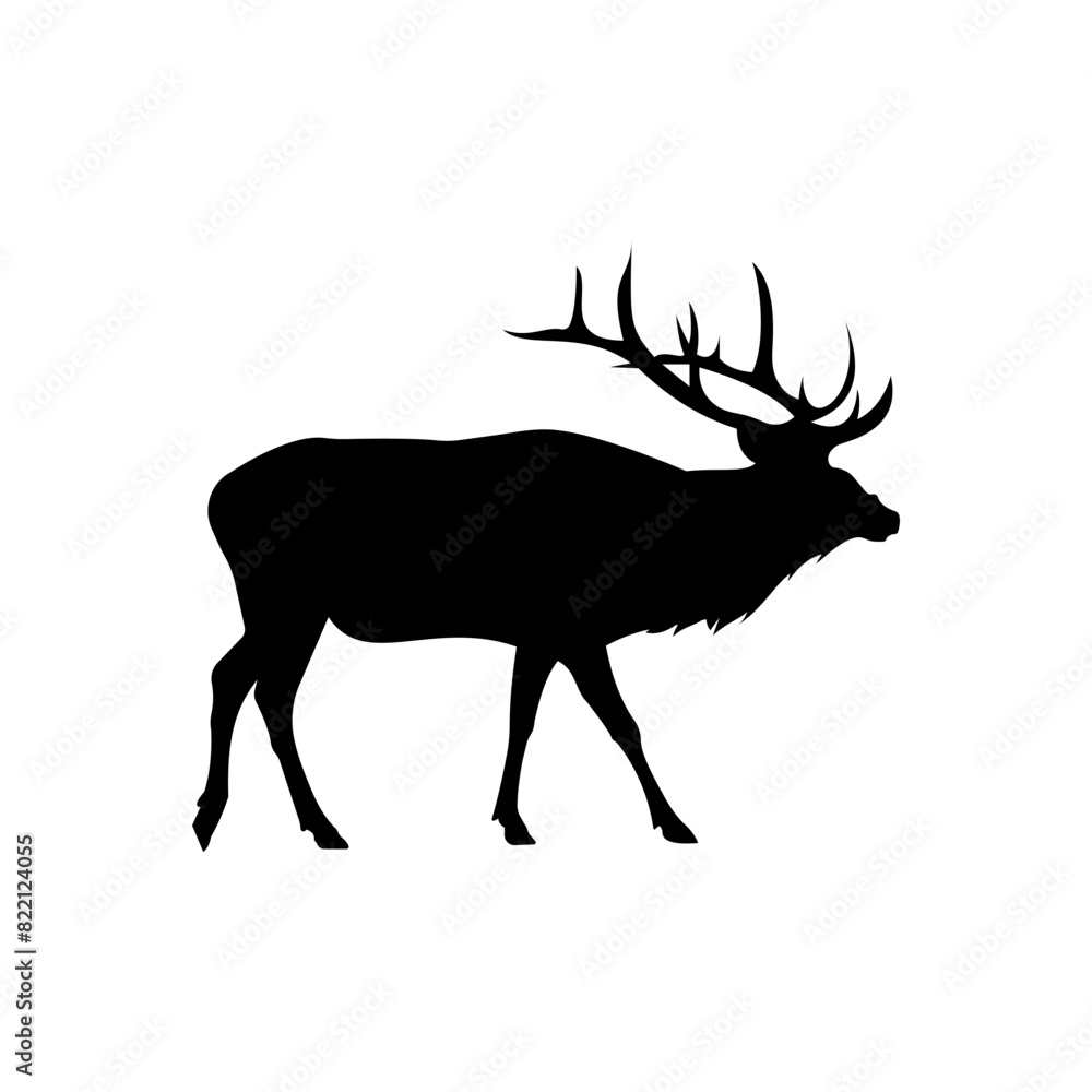 Elk or moose silhouette, solid icon vector. Elk icon. Livestock concept ...