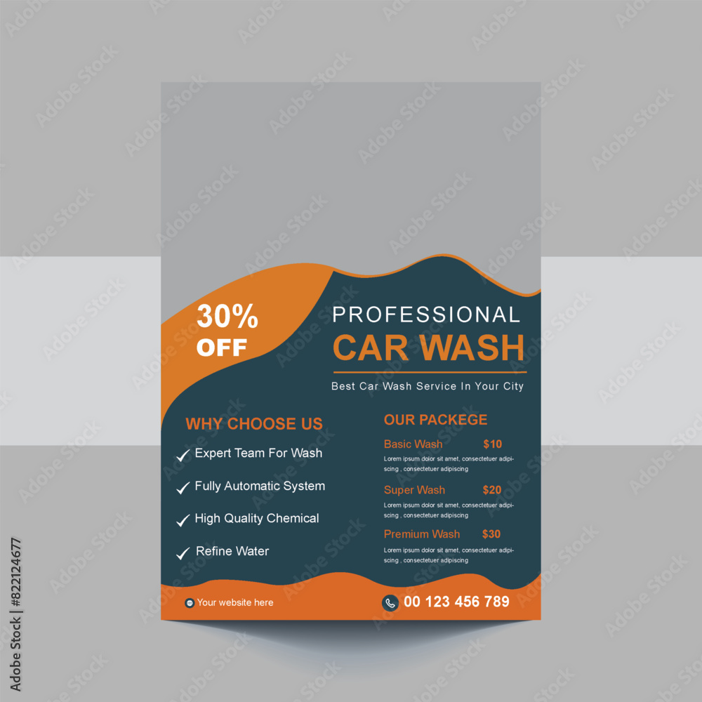 Car Wash Flyer, Car Cleaning Service template, a4 car wash service flyer, automobile wash ...