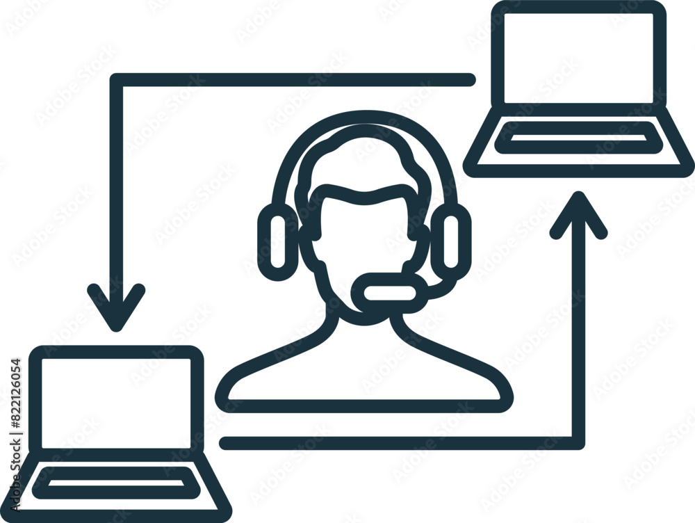 Remote Customer Support icon. Monochrome simple Remote Work icon for ...