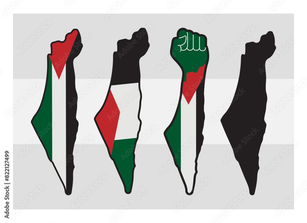 Palestine Map SVG Silhouette Bundle, Palestine Silhouette, Palestine ...