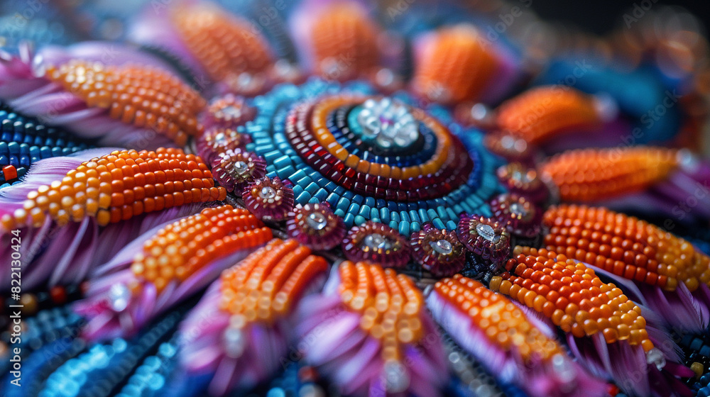 traditional colourful bead work, native american Trible art, costume ...