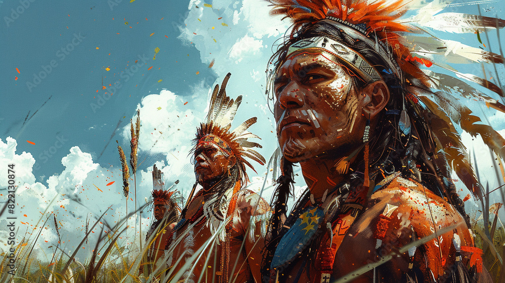traditional clothing and face paint of native americans, indigenous ...