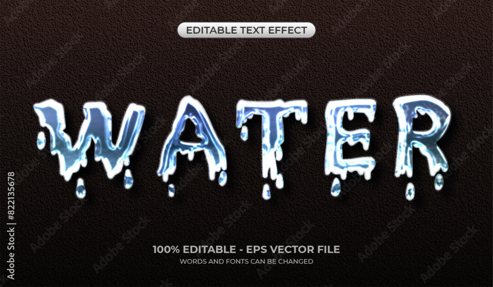 3D dripping water text effect. Editable water texture text effect ...