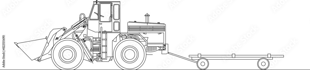 vector illustration sketch design drawing of heavy vehicle excavator ...