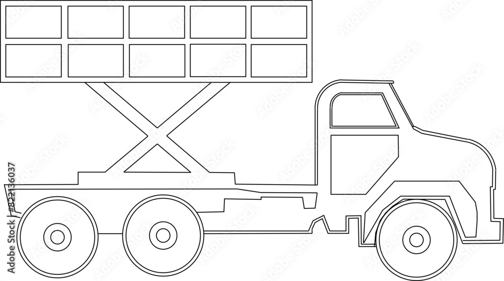 vector illustration sketch design drawing of heavy equipment lift truck ...