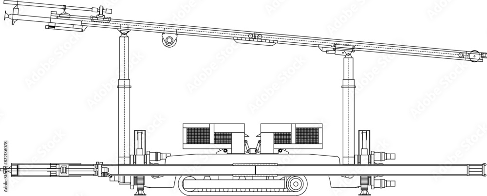 vector illustration sketch design drawing of heavy equipment lift truck ...