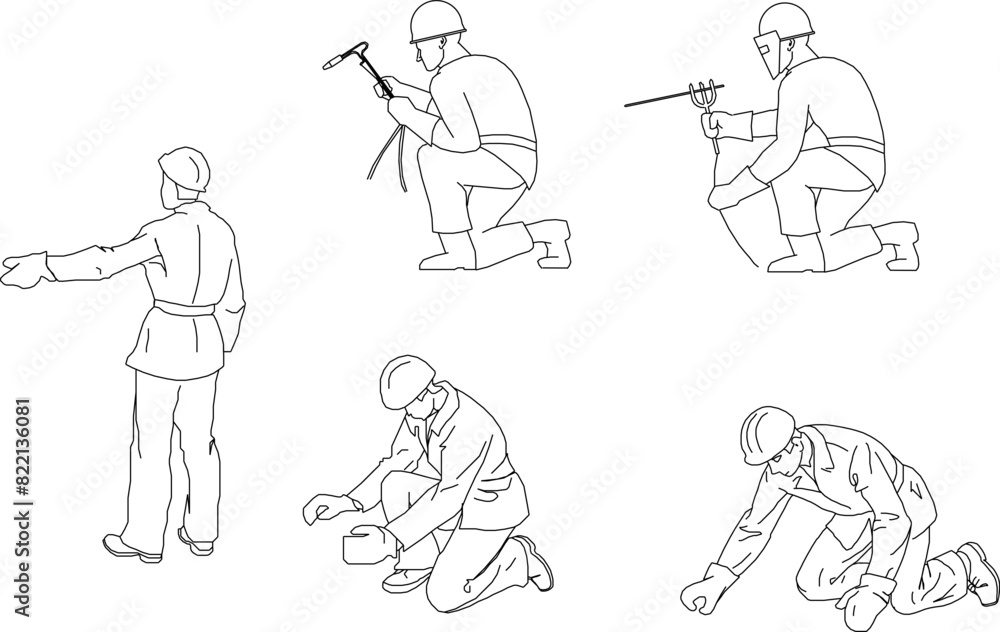 vector illustration sketch design drawing of mason workers for ...