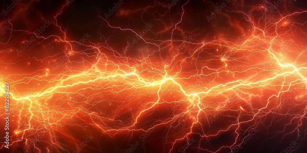 Red lightning background, red thunder with orange electric energy, sky ...