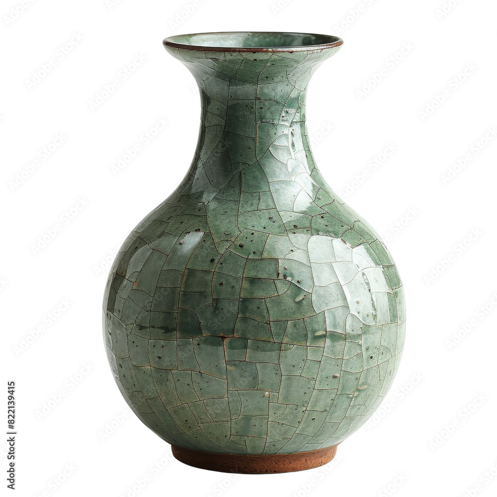 Distinctive sage green ceramic vase featuring a unique raised bubble ...