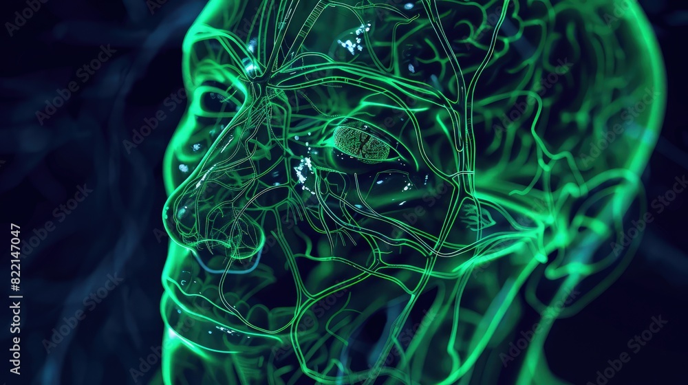 An artistic yet realistic X-ray illustration of the human brain ...