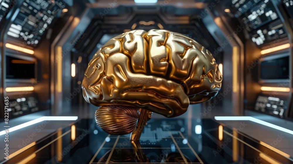 A realistic frontal view X-ray illustration of the human brain, showing ...