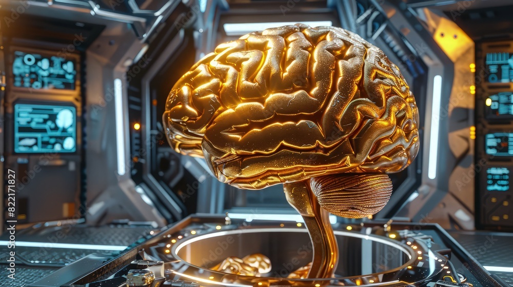An X-ray illustration of the human brain from a top-down view, focusing ...