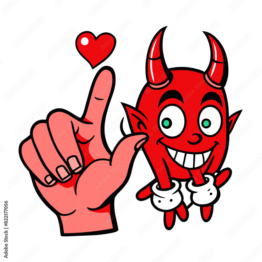 Red Demon and Human Hands in Vector Style - Create a hand-drawn vector ...