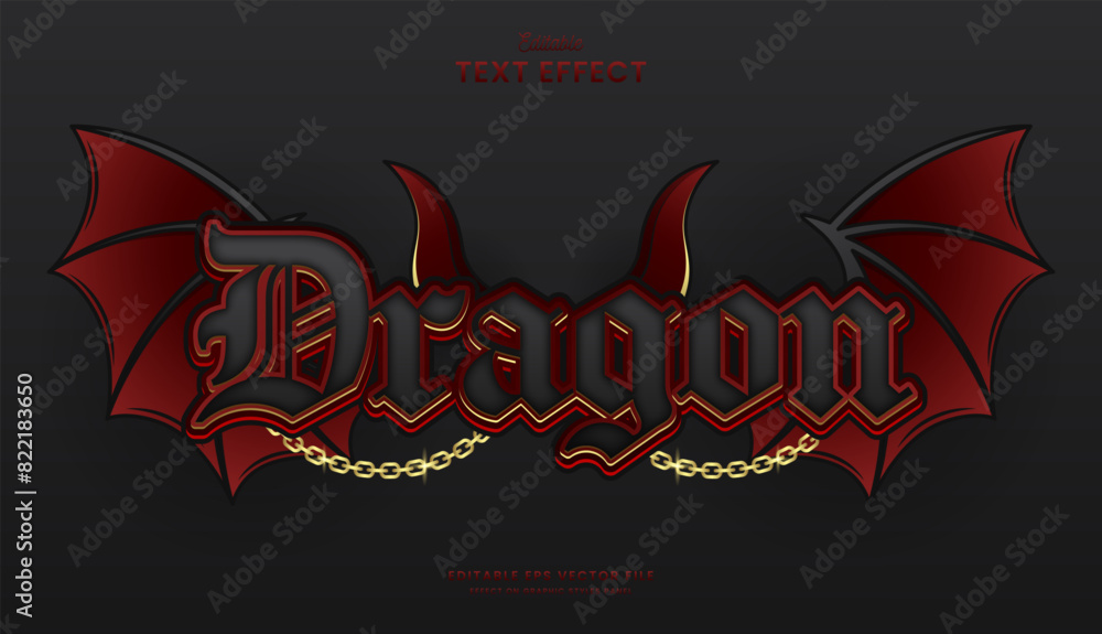 decorative editable black dragon text effect vector design Stock Vector ...