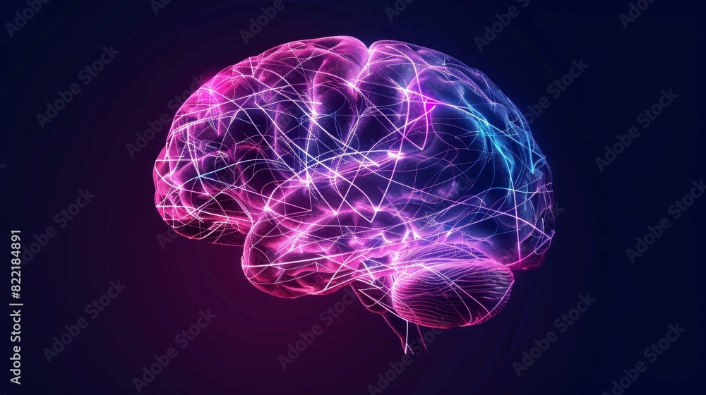 An illustration of the human brain with plexus lines. External cerebral ...