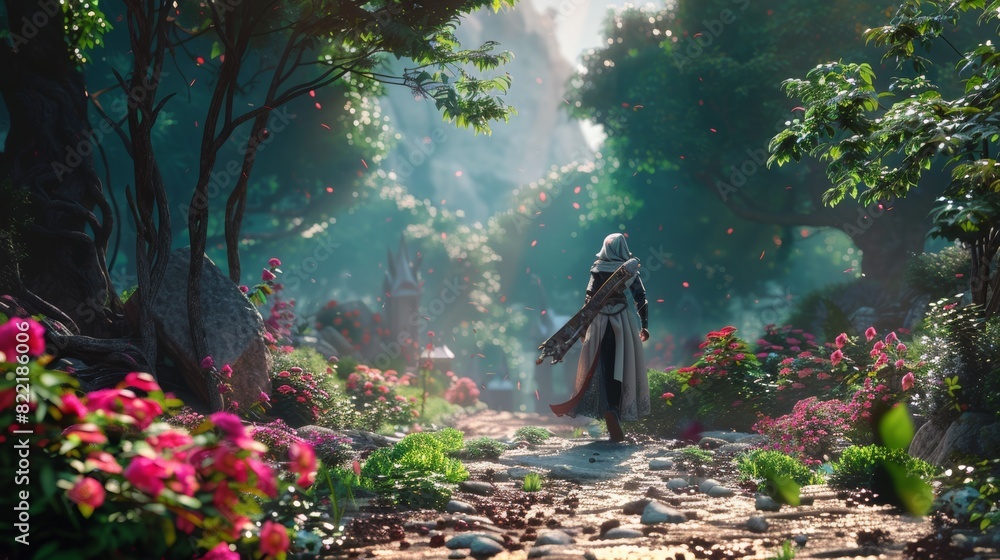 Mockup Scene: Play the game in 3D. The player controls the female ...