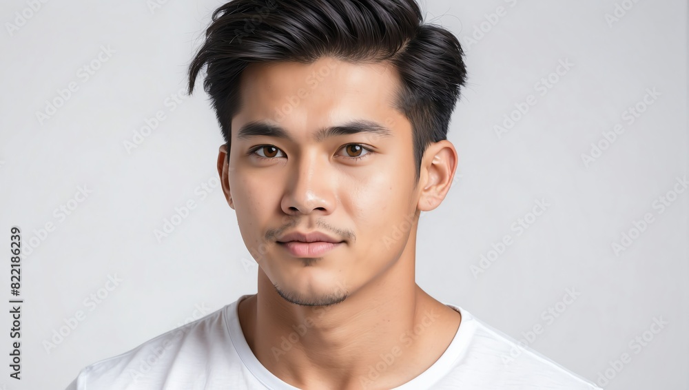 headshot of filipino handsome guy model on plain white background ...