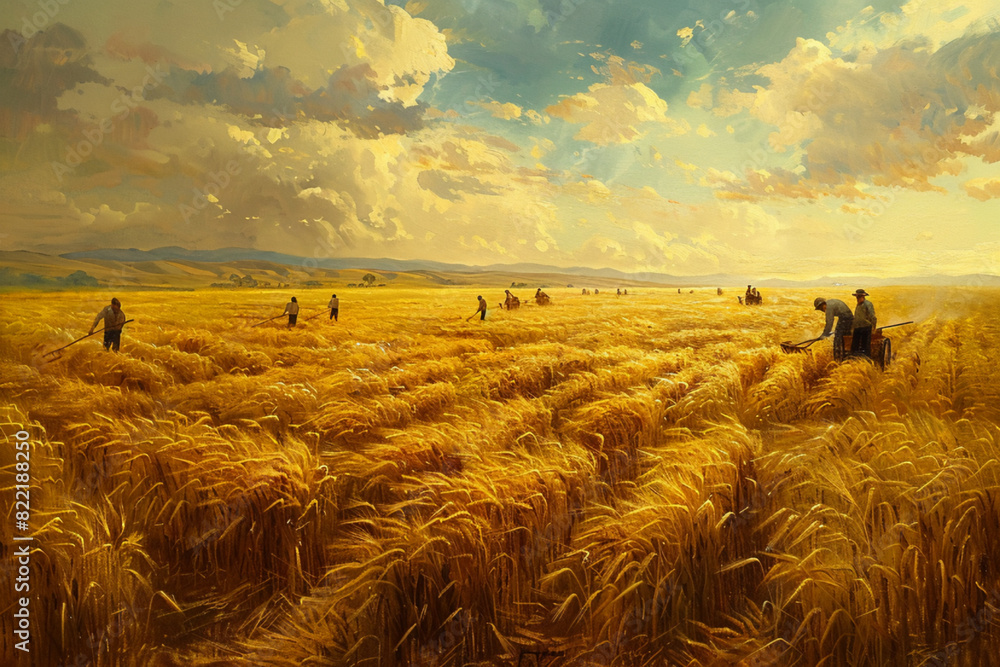 Foto de Experience the timeless ritual of harvesting crops by hand in a ...