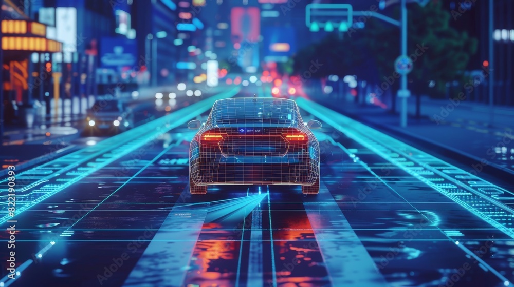 Autonomous car driving in a city. Computer vision. Detecting objects in ...