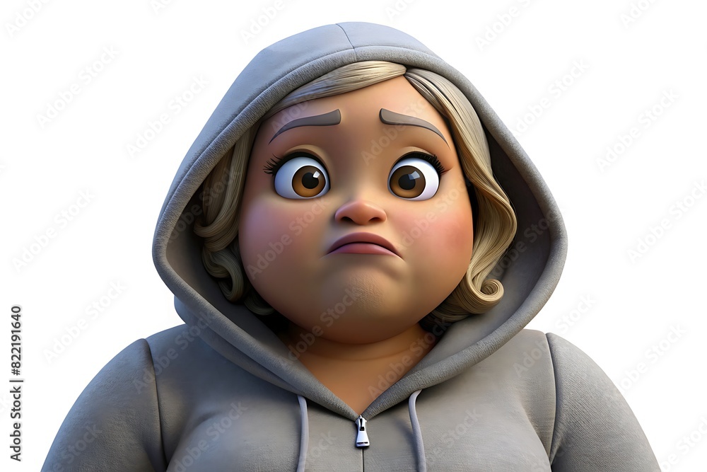 Curvy Woman Looking Curious , Isolated On White Background, 3D Woman ...