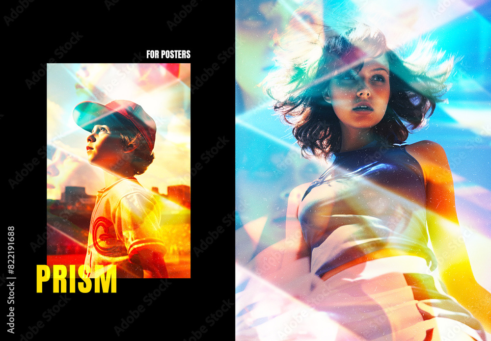 Prismatic Fragments Poster Photo Effect Mockup Stock Template | Adobe Stock