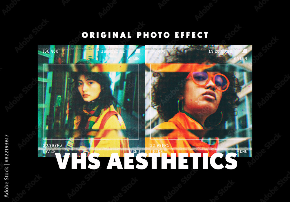 VHS Aesthetics Photo Effect Mockup Stock Template | Adobe Stock