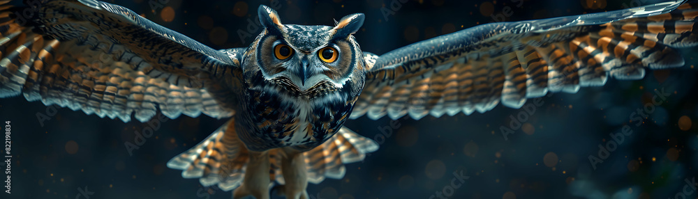 Silent Night Hunter: Photo realistic portrayal of an owl swooping down ...