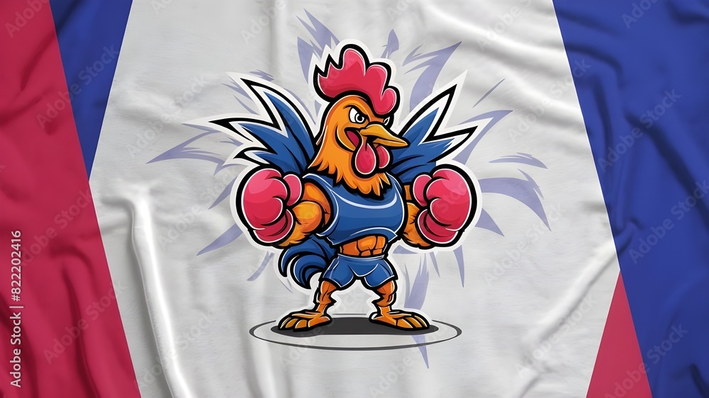 Chicken rooster muscle fighting sports mascot logo character cartoon ...