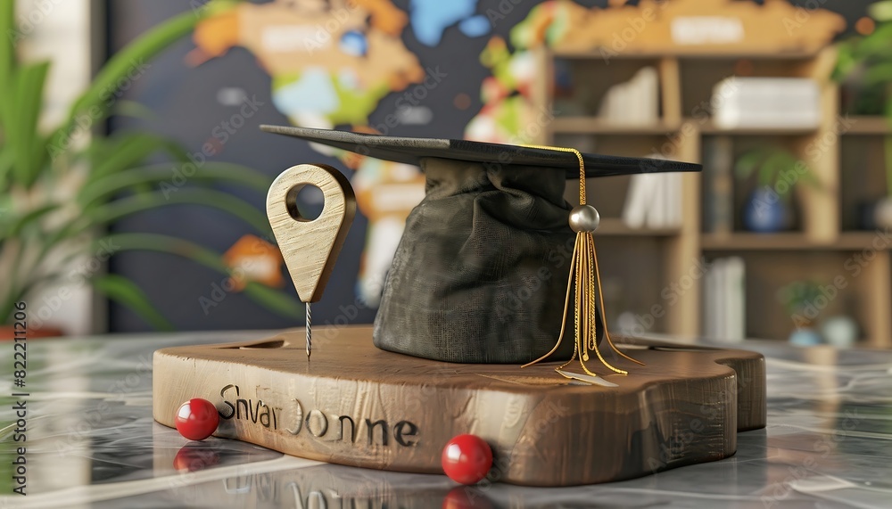 Education and travel concept. 3D illustration of a world map with a ...