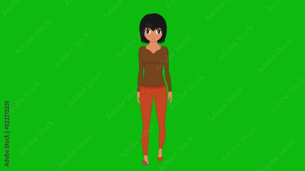Cartoon girl walking 2d animation, 4k resolution, girl, cartoon female ...