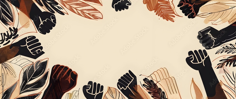 Minimalist Doodle Border Design with Repeated Afro Caribbean Inspired ...