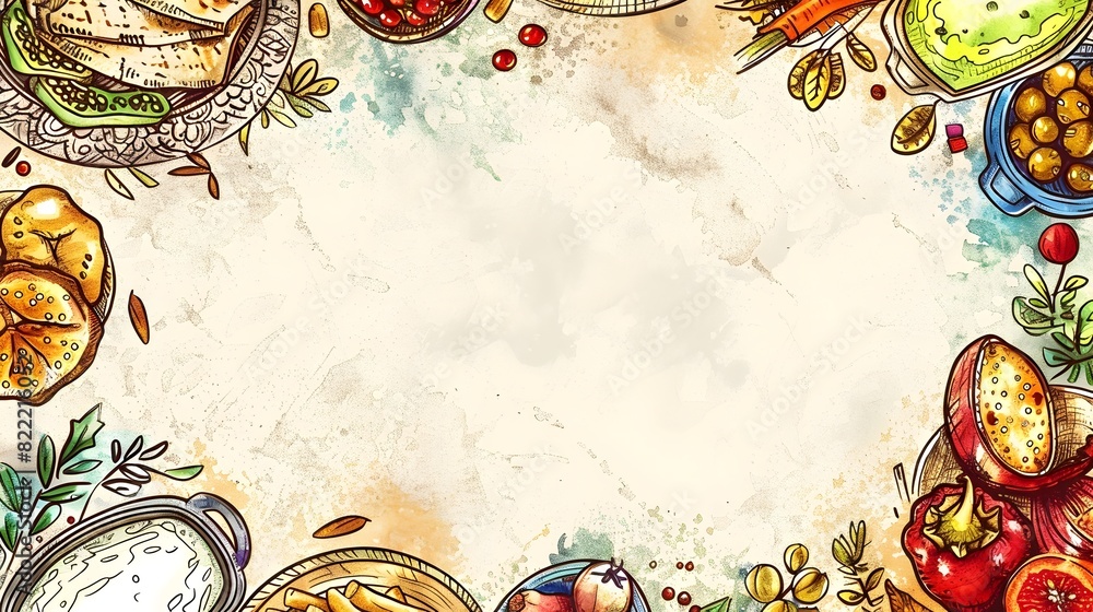 Passover Doodle Page Print Border Design with Blank Empty Space for ...