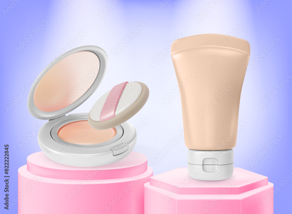 3d Makeup Cosmetic Product Concept Cartoon Design Style Podium Platform ...