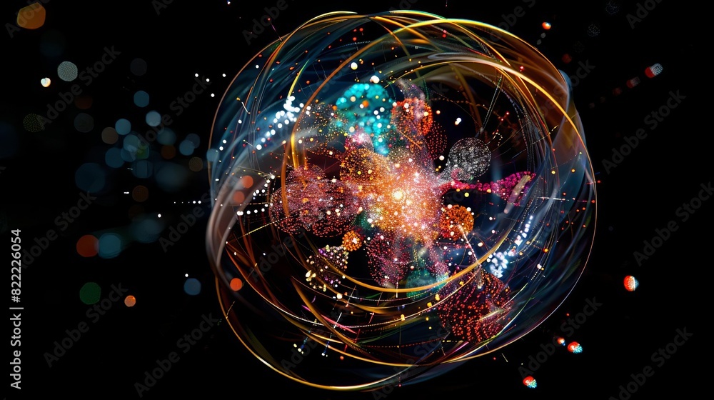 A visualization of quarks inside a proton with colorcoded force lines ...
