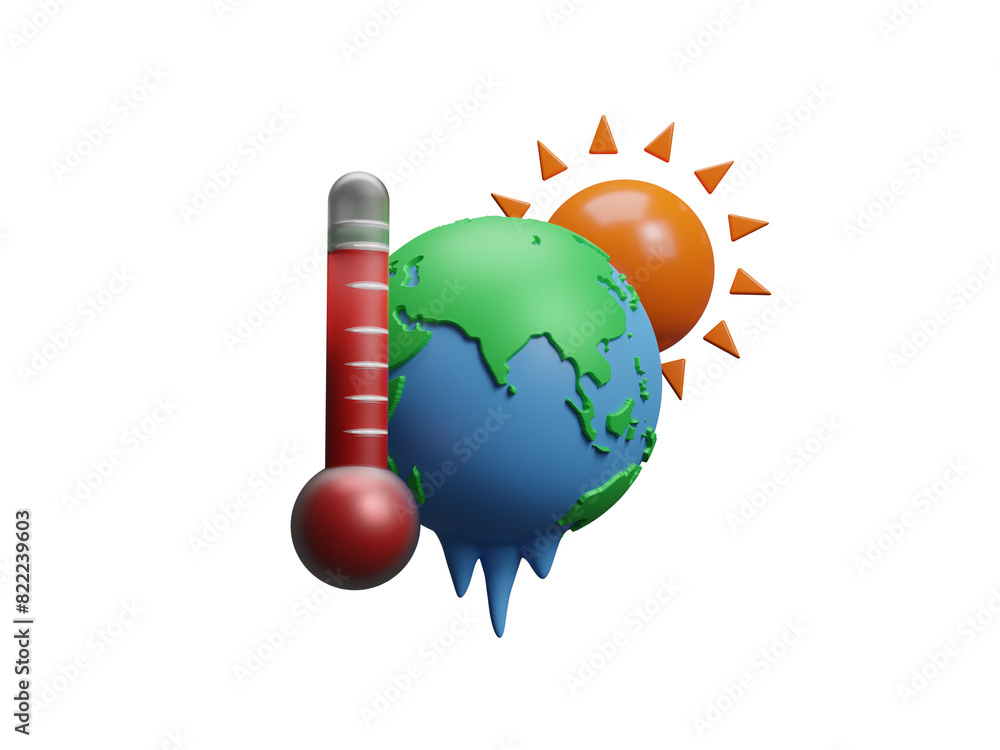 Global warming isometric 3d concept, Rising global temperatures. Planet ...