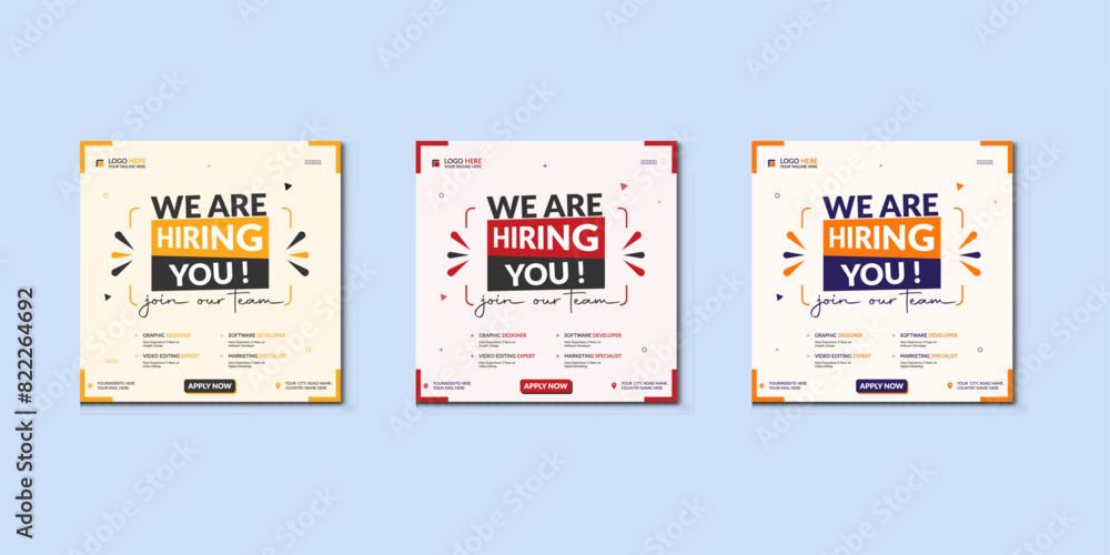 We are hiring job vacancy social media post banner design template with ...