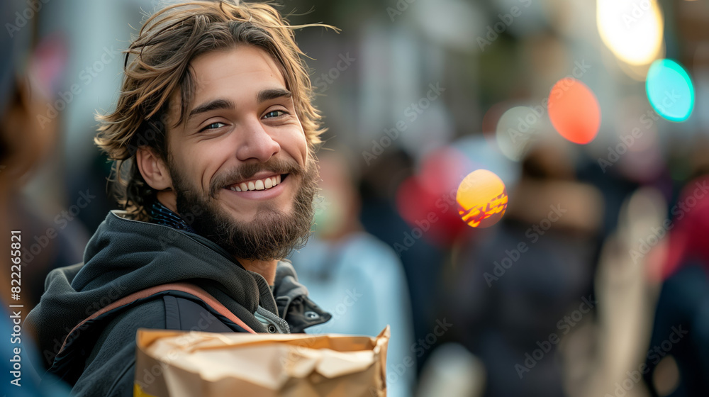 Someone performing random act of kindness helping stranger in need ...