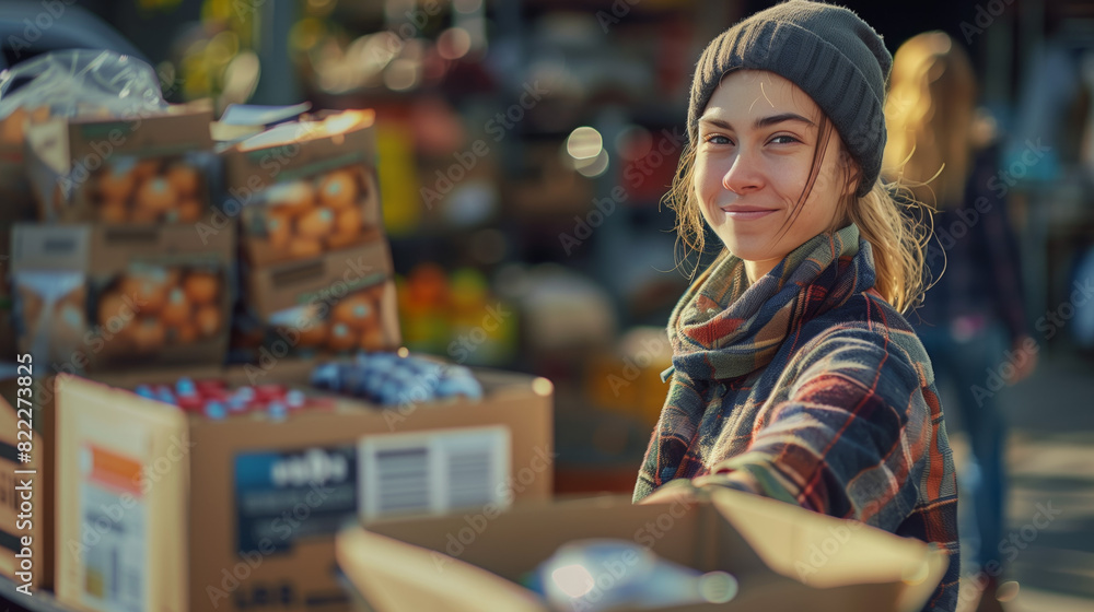 someone donating food, clothing, essential items to those in need ...