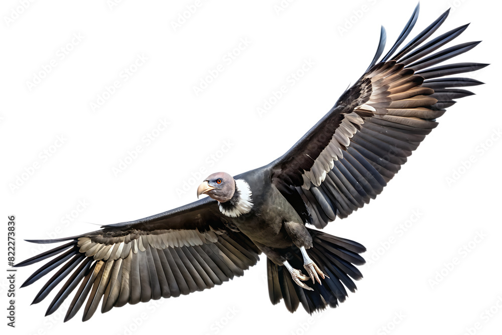 Condor Bird Flying in the air with open wingspan on white background ...