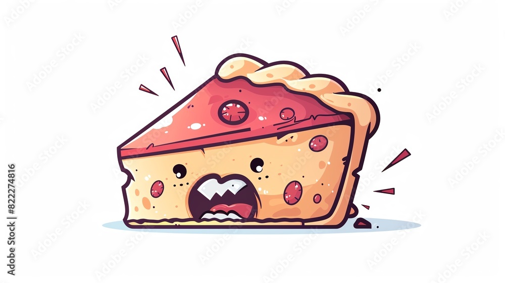 Vector illustration of a cute and funny cartoon pie slice with ...